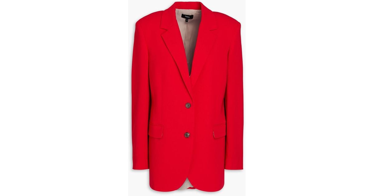 Theory Crepe Blazer in Red | Lyst
