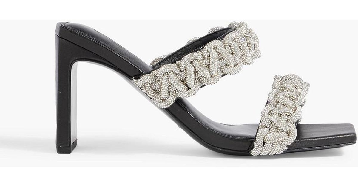 Jonathan Simkhai Walker Crystal-embellished Cord And Leather Mules in ...