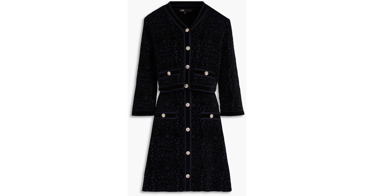 Maje Jacquard-Knit Velvet Mini Dress And Vest Set in Black | Lyst UK