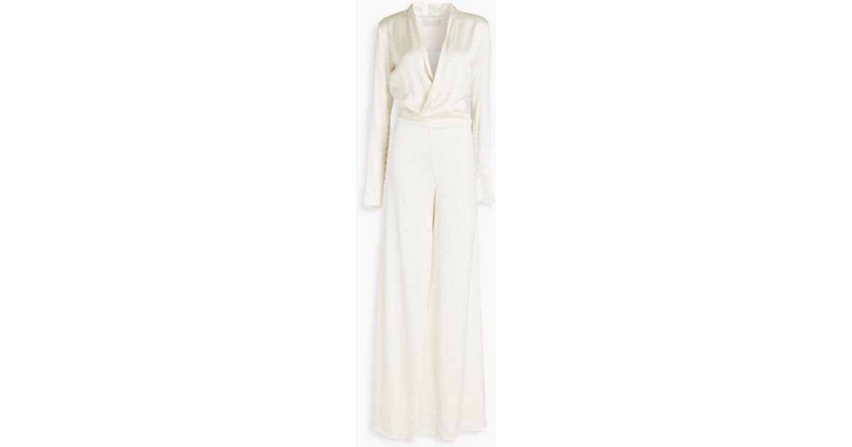 Vanessa Cocchiaro The Tina Wrap-effect Satin Jumpsuit in White | Lyst UK