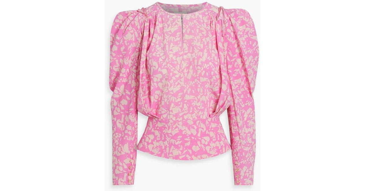 Isabel Marant Zarga Printed Stretch-Silk Blouse in Pink | Lyst