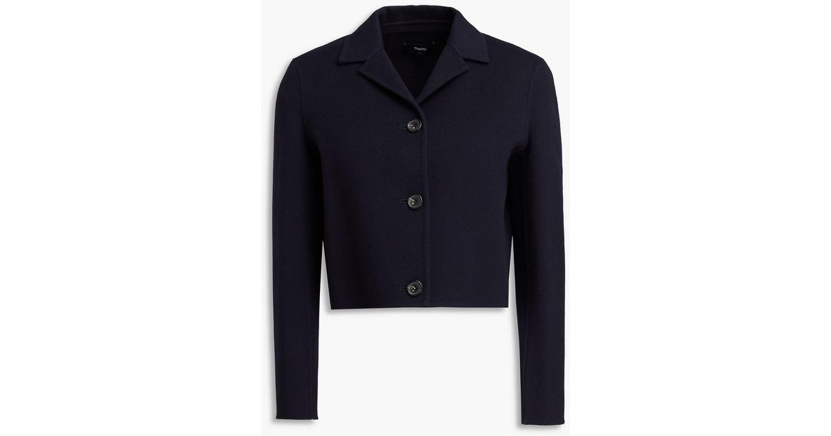 Theory Cropped Wool And Cashmere-blend Felt Jacket in Blue | Lyst