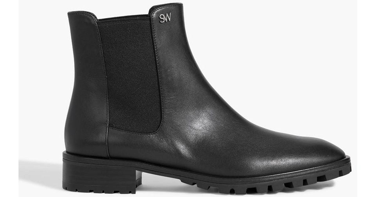 Stuart Weitzman Laine Leather Chelsea Boots in Black | Lyst