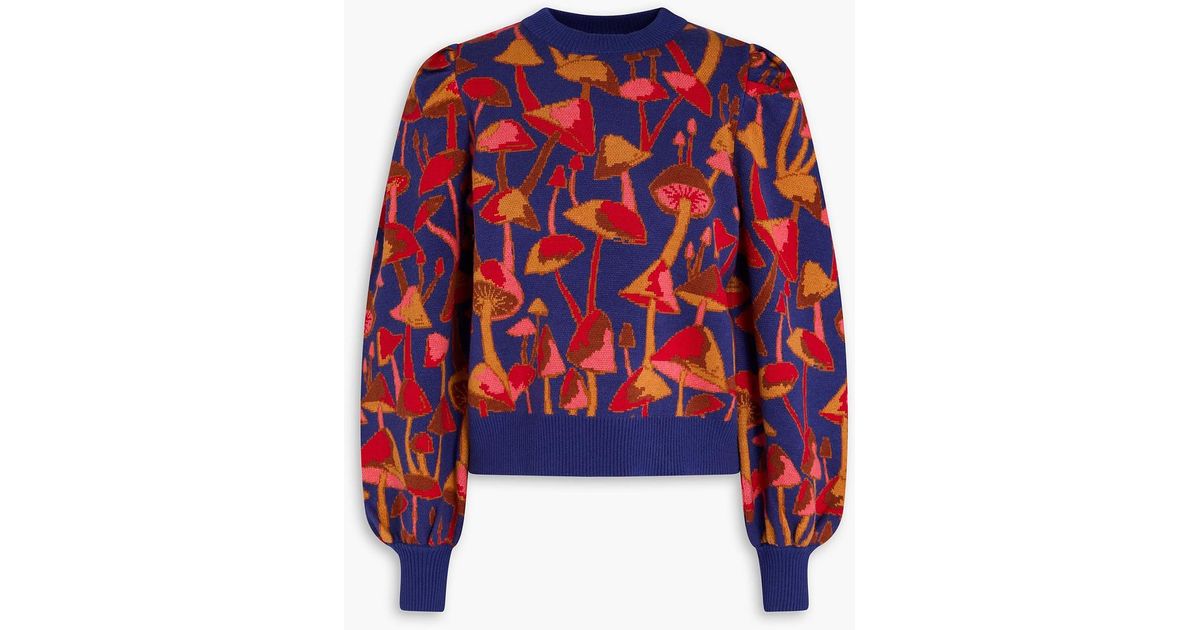 FARM Rio Jacquard-knit Sweater in Red | Lyst UK
