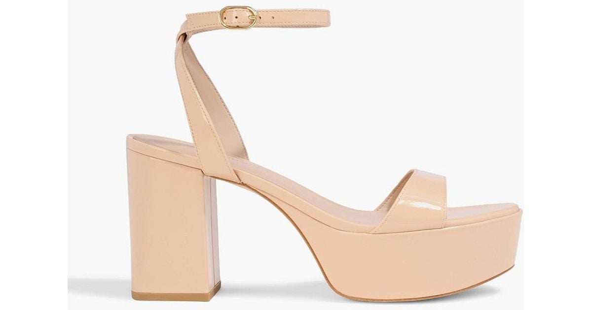 Stuart Weitzman Gala Patent-leather Platform Sandals in Natural | Lyst