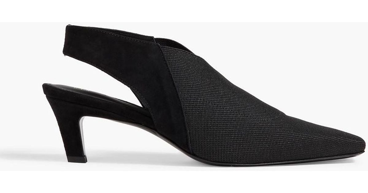 TOTEME Suede And Stretch-Knit Slingback Pumps in Black | Lyst UK
