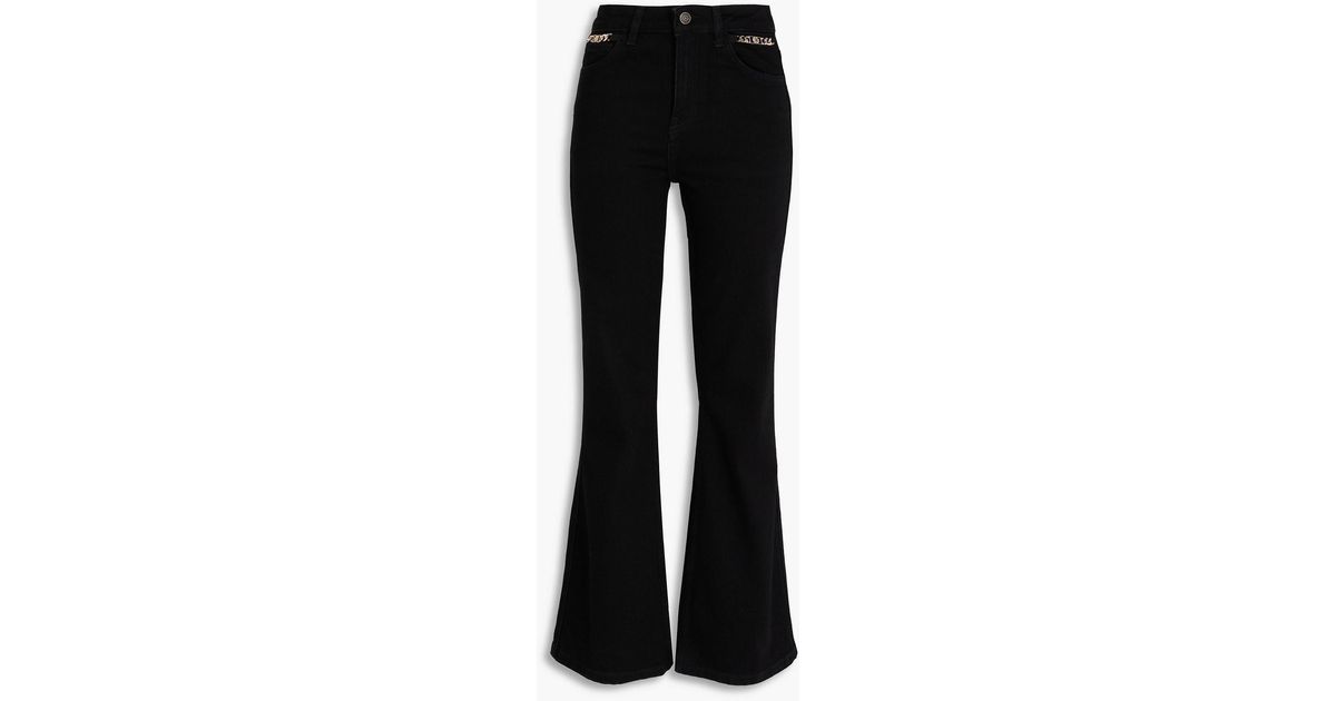 Maje Chain-Embellished High-Rise Flared Jeans in Black | Lyst UK