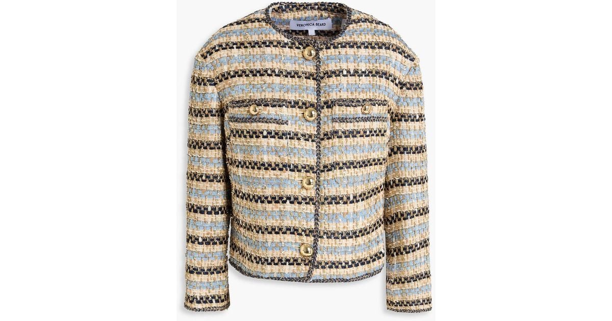 Veronica Beard Sumira Striped Metallic Tweed Jacket in White | Lyst UK