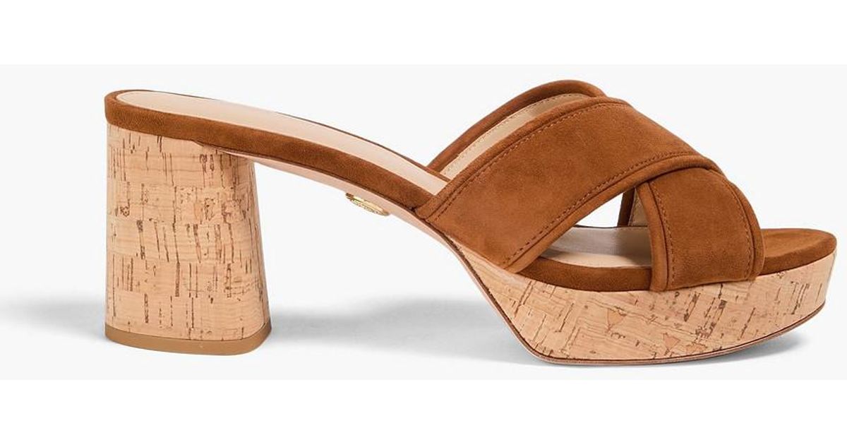 Veronica Beard Dory Suede Platform Mules in Brown | Lyst