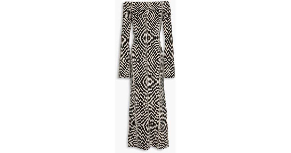 By Malene Birger Bennie Off-The-Shoulder Zebra-Print Tencel-Blend Midi ...