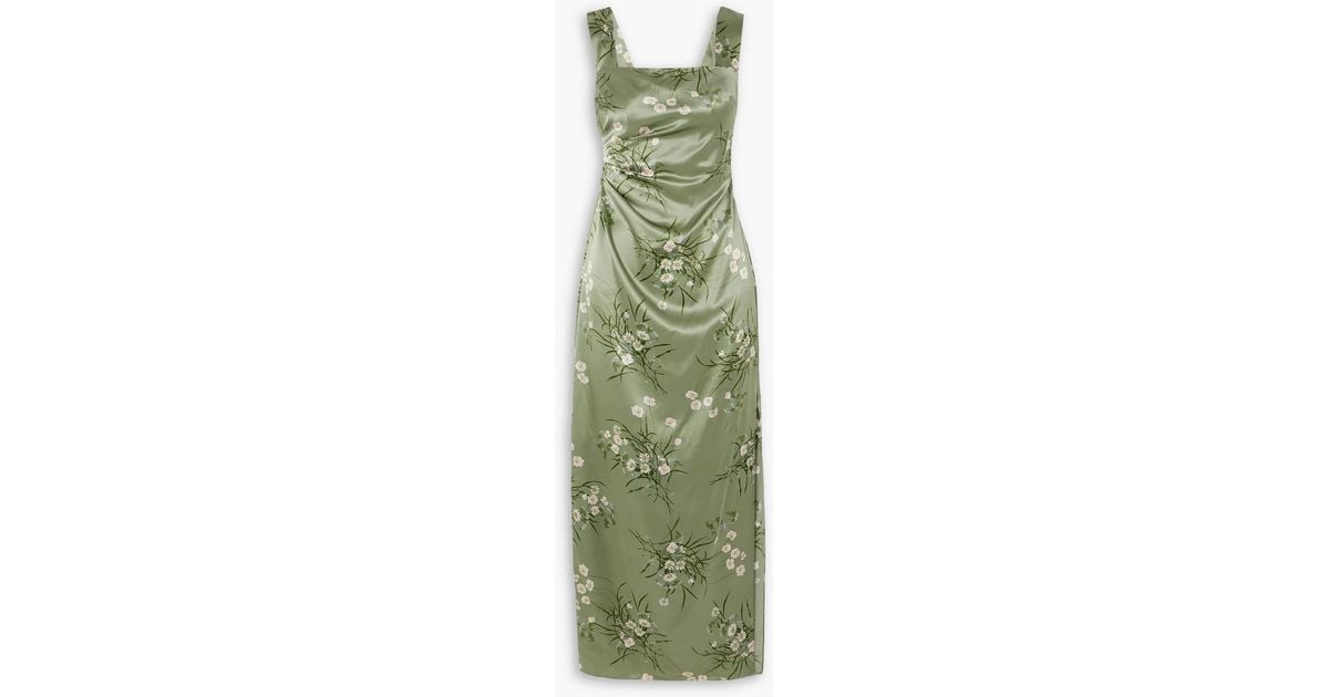 Reformation Earl Draped Floral-print Silk-charmeuse Maxi Dress in Green ...