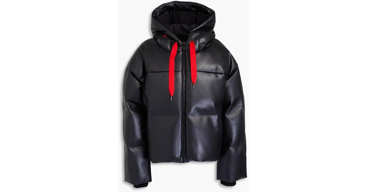Perfect Moment Taos Quilted Faux Leather Hooded Ski Jacket in Black | Lyst