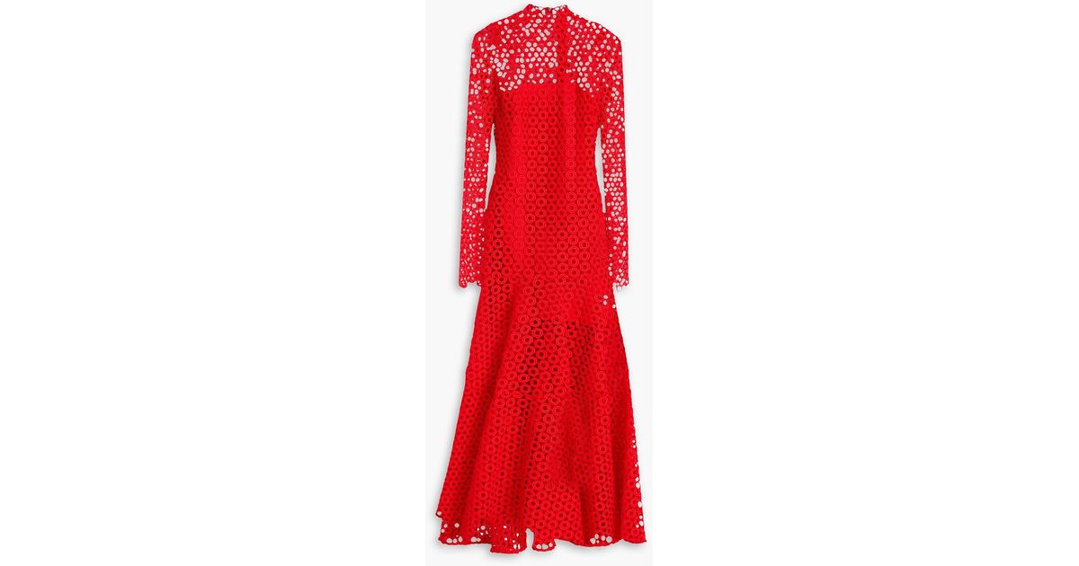 David Koma Macramé Maxi Dress in Red | Lyst UK