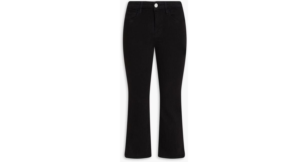 FRAME Le Crop Mini Boot High-Rise Bootcut Jeans in Black | Lyst UK