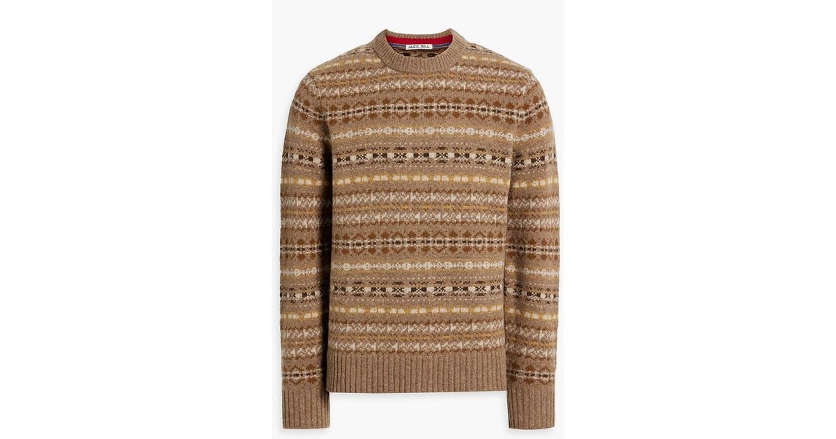 Alex Mill Fair Isle Merino Wool Sweater in Brown for Men | Lyst