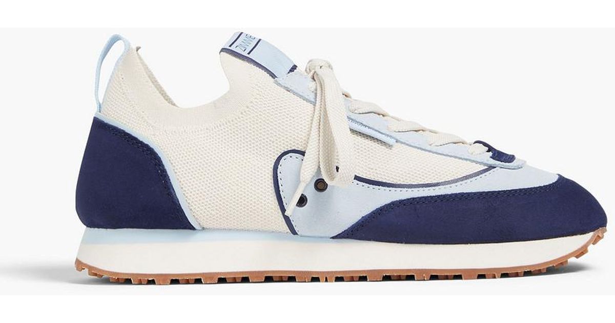 Zimmermann Suede And Stretch-knit Sneakers in Blue | Lyst