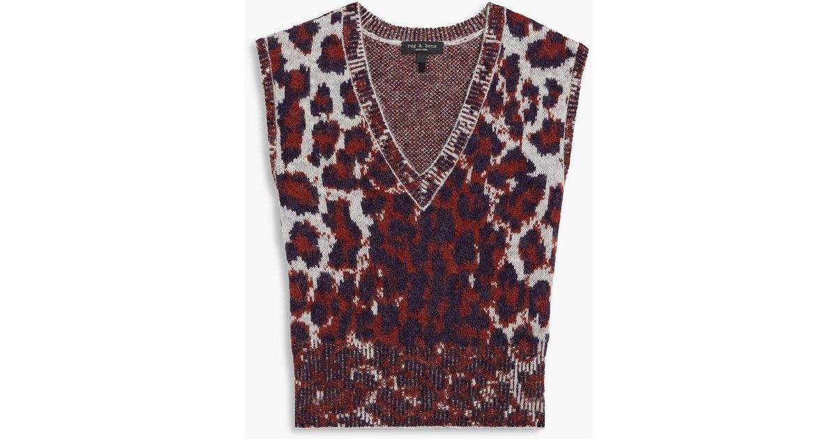 Rag & Bone Sarah Leopard-print Jacquard-knit Vest in Purple | Lyst