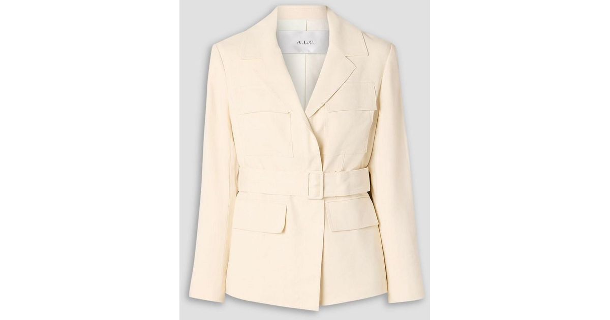 A.L.C. Savannah Belted Linen-blend Twill Jacket in Natural | Lyst