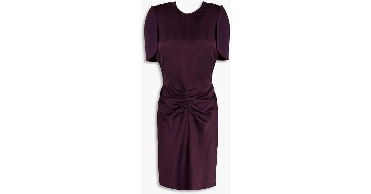 Victoria Beckham Ruched Satin-crepe Mini Dress in Purple | Lyst UK
