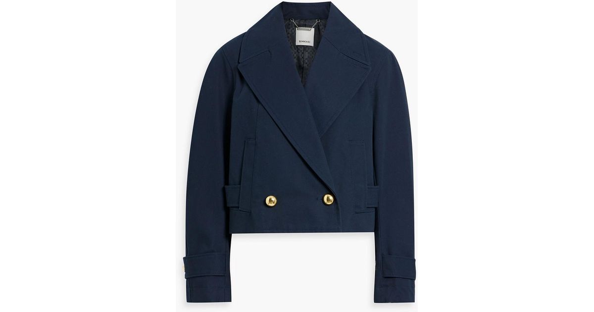 Jonathan Simkhai Olina Cropped Double-breasted Cotton Jacket in Blue | Lyst