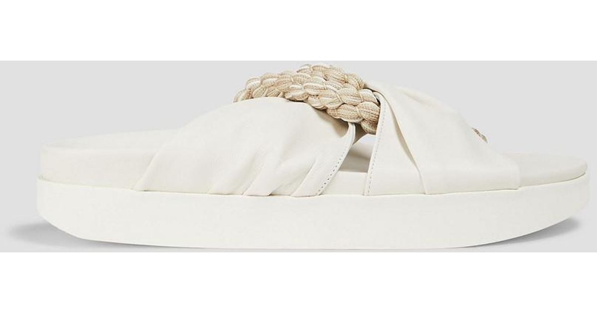 Zimmermann Twisted Leather And Cord Slides in White | Lyst