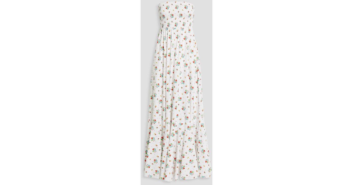 Caroline Constas Haisley Shirred Floral Print Cotton Blend Poplin Maxi