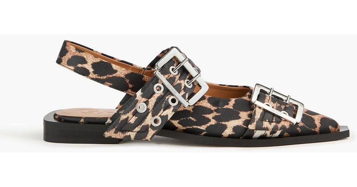 Ganni Leopard-print Slingback Flats | Lyst UK