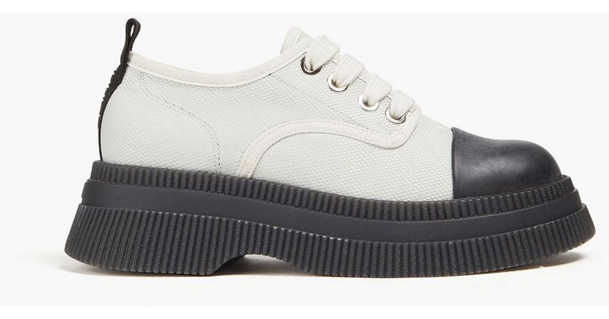 Ganni Rubber And Canvas Brogues in Gray | Lyst