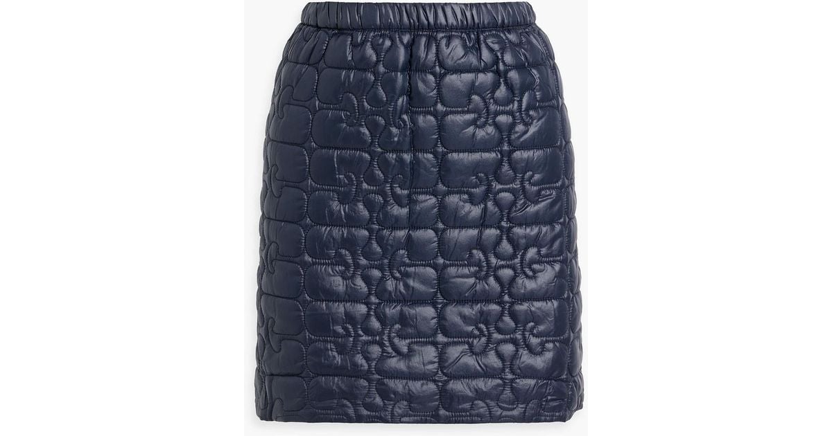 Ganni Quilted Shell Mini Skirt in Blue | Lyst
