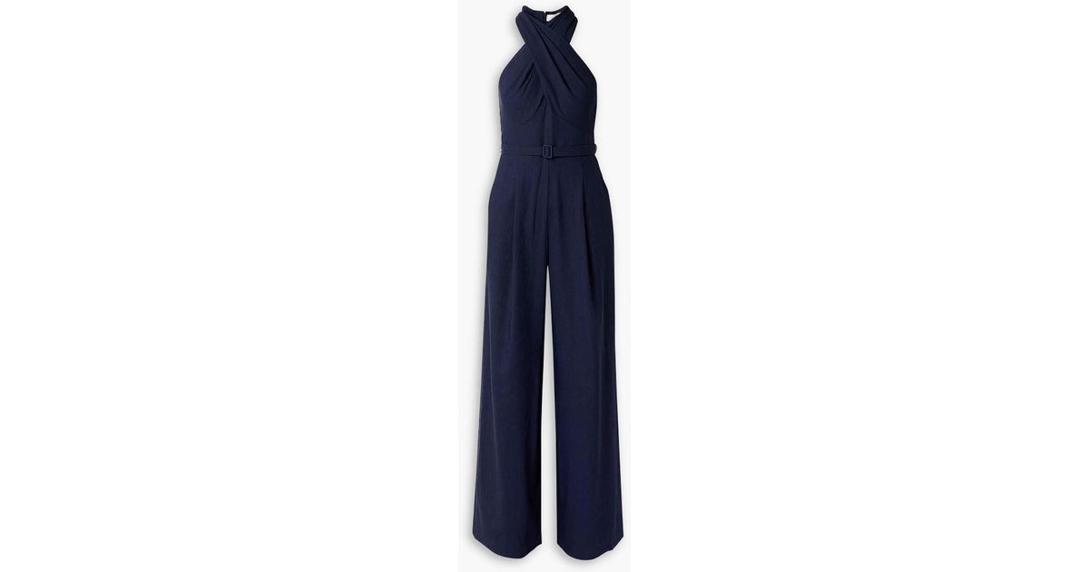 A.L.C. Murphy Ii Belted Pleated Linen-blend Twill Halterneck Jumpsuit ...