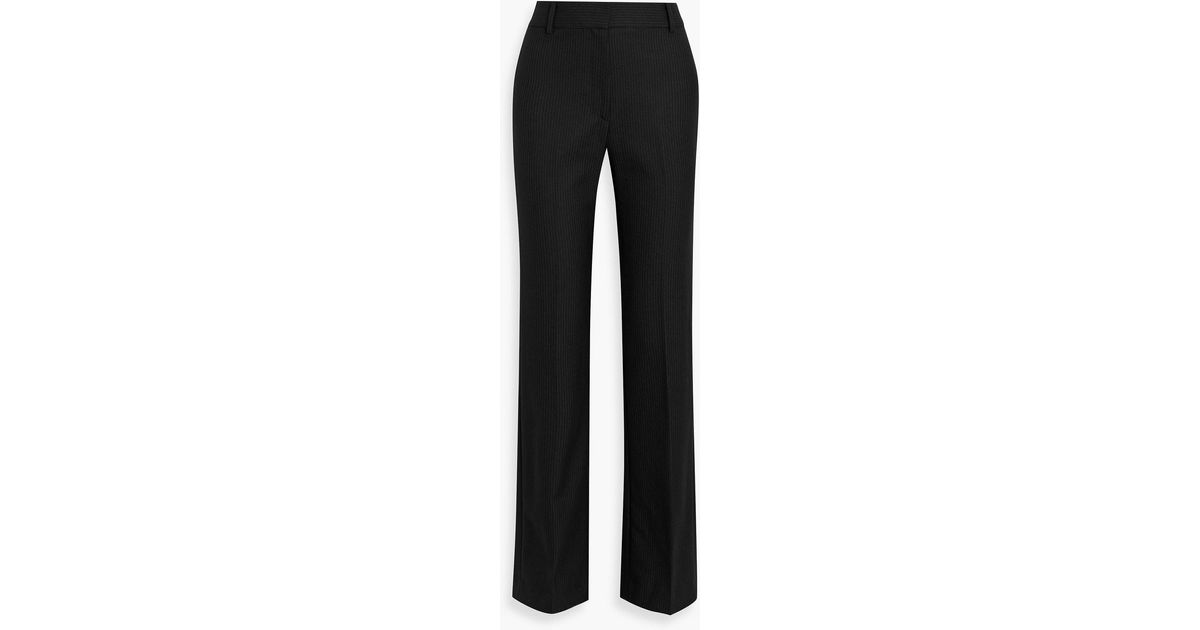 Nili Lotan Corette Pinstriped Wool-Twill Straight-Leg Pants in Black ...