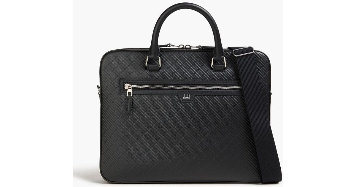 dunhill Embossed Leather Laptop Bag in Black for Men | Lyst