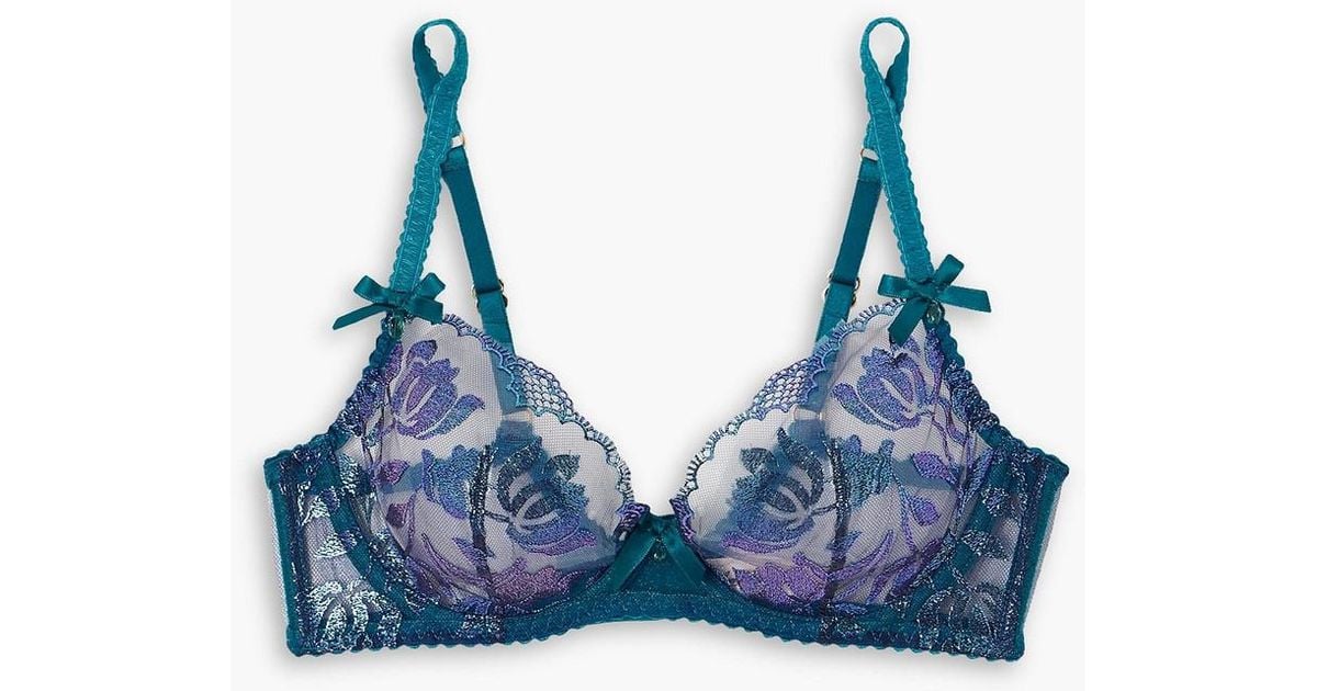 Agent Provocateur Sparkle Satin-trimmed Metallic Embroidered Tulle ...