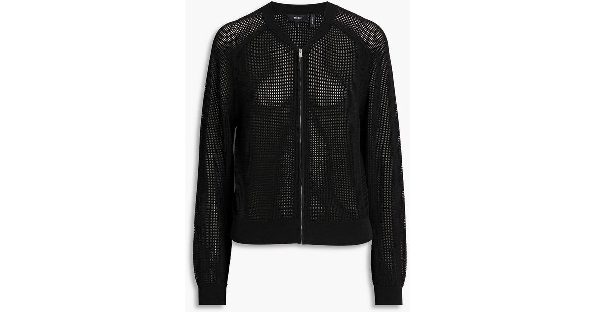 Theory Pointelle-knit Jacket in Black | Lyst