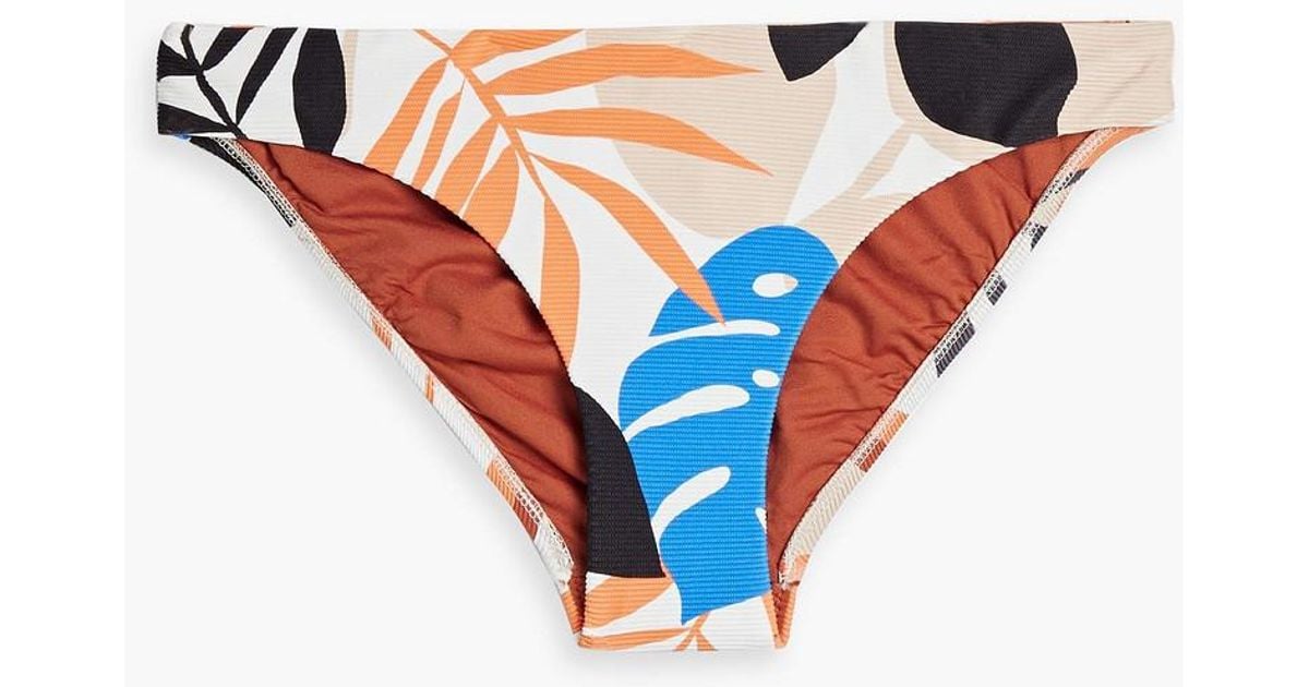 Seafolly Synthetic Printed Ribbed Low Rise Bikini Briefs In White Lyst