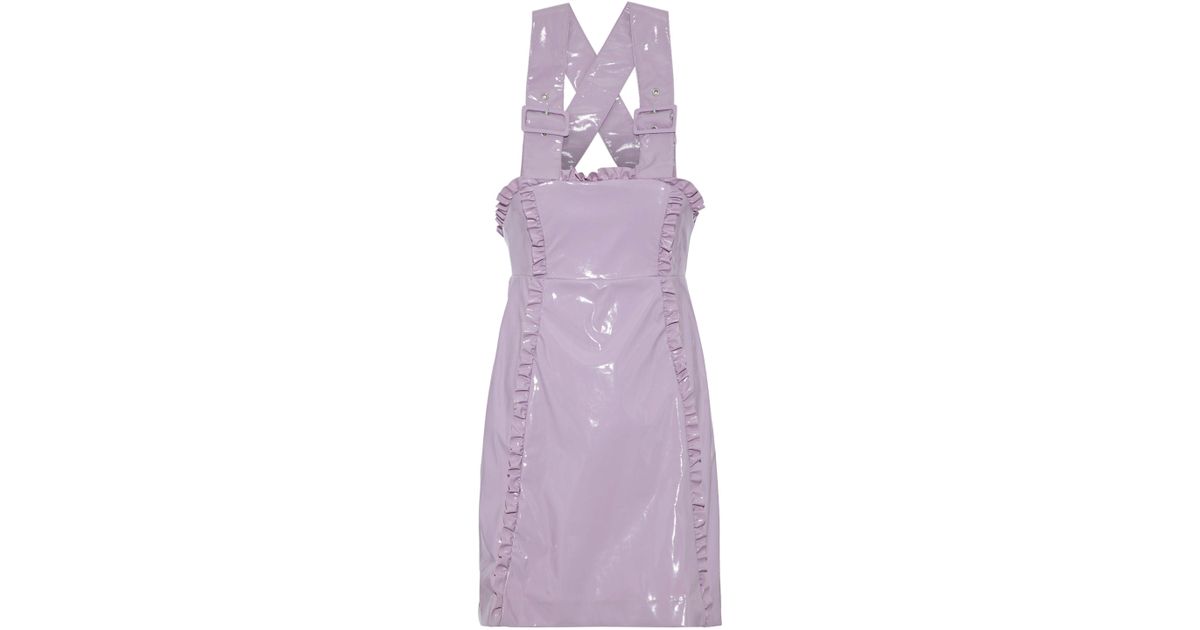 ALEXACHUNG Ruffle-trimmed Pvc Mini Dress in Purple | Lyst