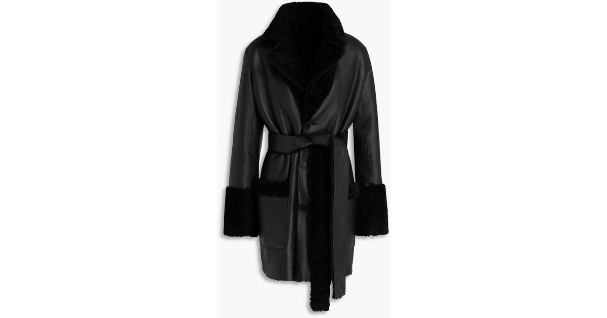 JOSEPH Leman Shearling Coat in Black | Lyst UK