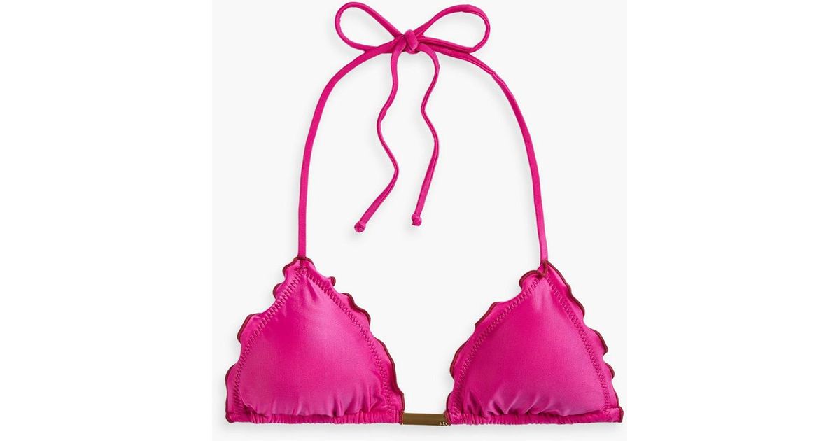Vix Synthetic Ripple Ruffle Trimmed Triangle Bikini Top In Purple Lyst