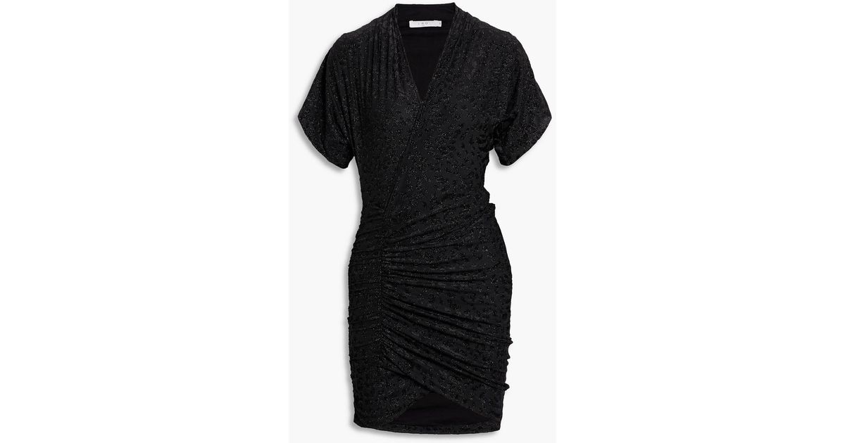 IRO Audry Leopard-print Devoré-velvet Mini Dress in Black | Lyst