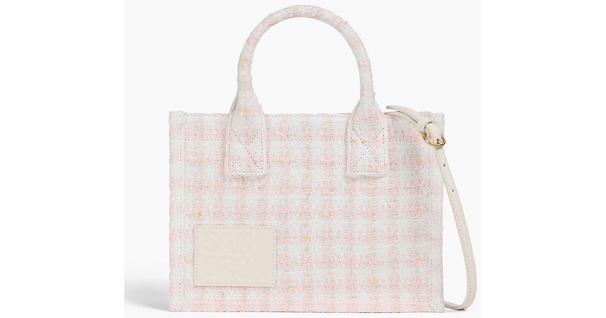 Sandro Checked Metallic Tweed Tote in Pink | Lyst