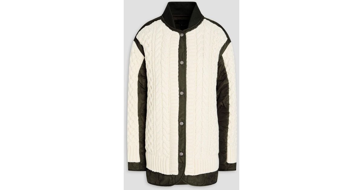 Rag & Bone Winnie Shell-Paneled Cable-Knit Cotton-Blend Jacket in Black ...