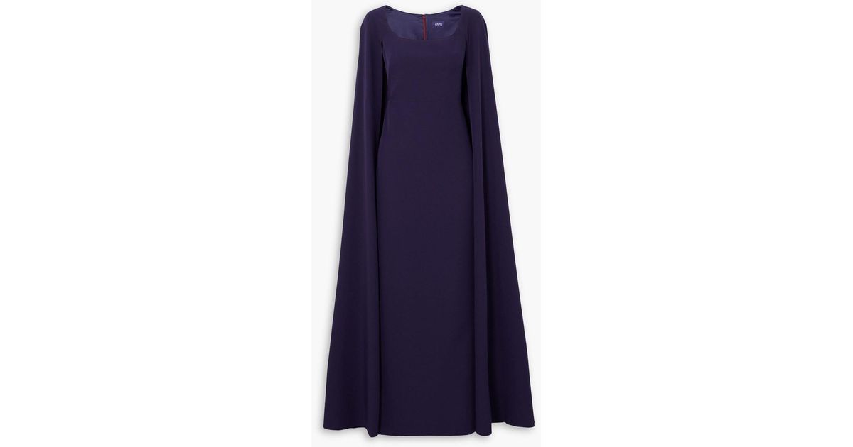Marchesa Cape-effect Stretch-crepe Gown in Blue | Lyst