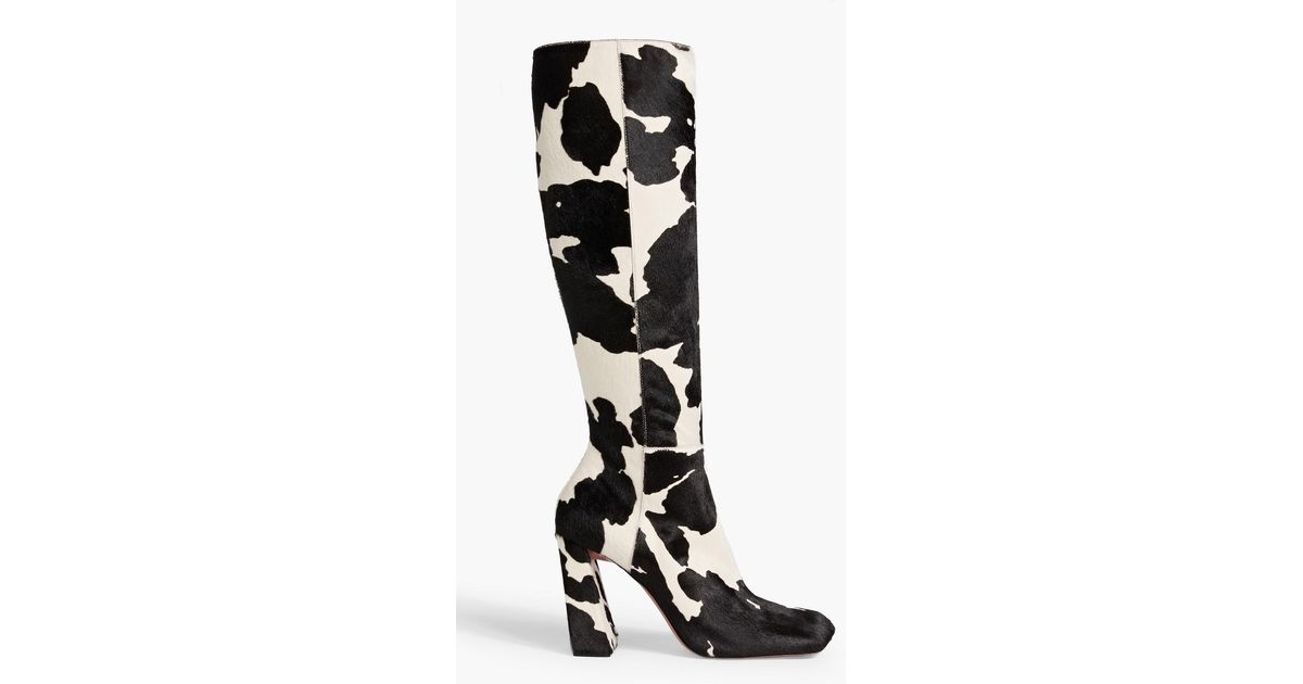 AMINA MUADDI Marine 95 Printed Calf Hair Boots in Black | Lyst