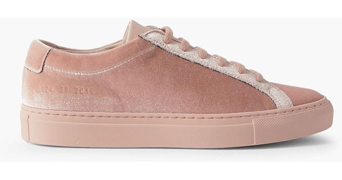Common Projects Achilles Leather-trimmed Velvet Sneakers in Pink | Lyst