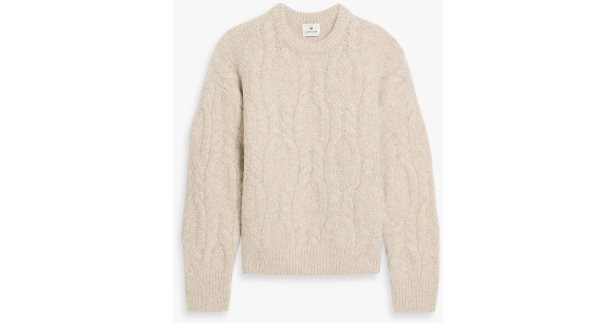 Anine Bing Marisol Cable-Knit Alpaca-Blend Sweater in Natural | Lyst
