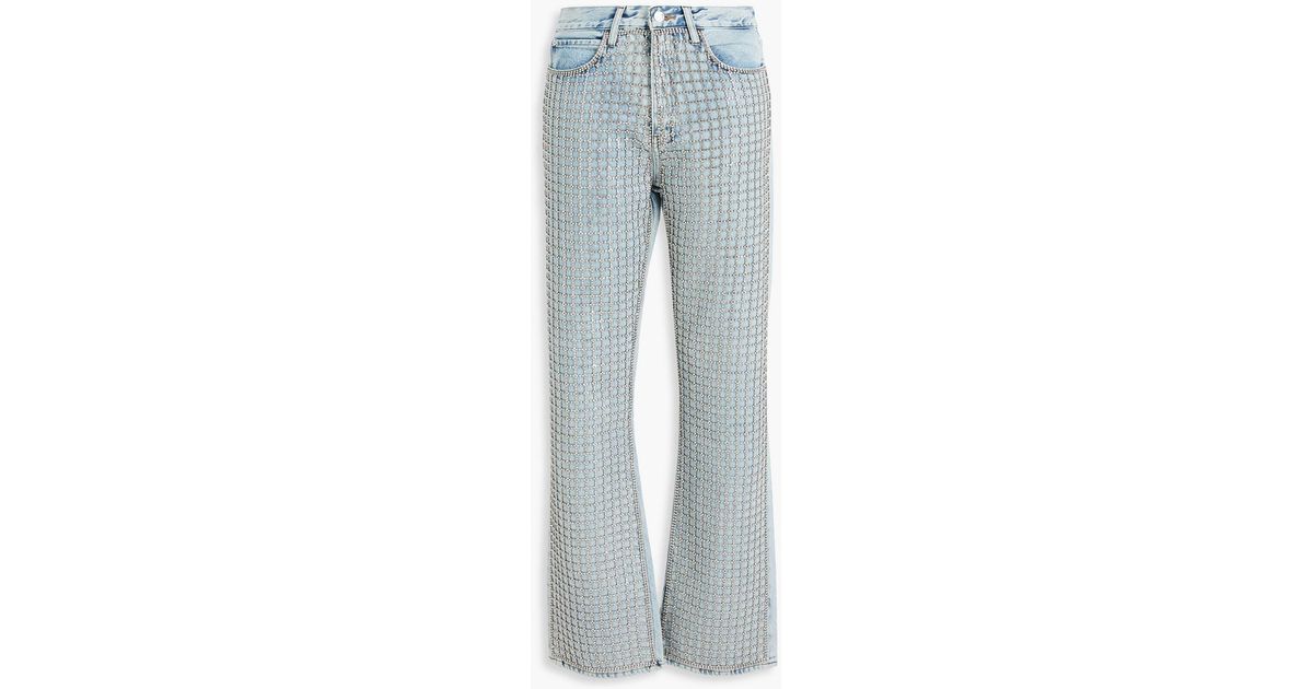 FRAME The Showgirl Crystal-Embellished High-Rise Straight-Leg Jeans in ...