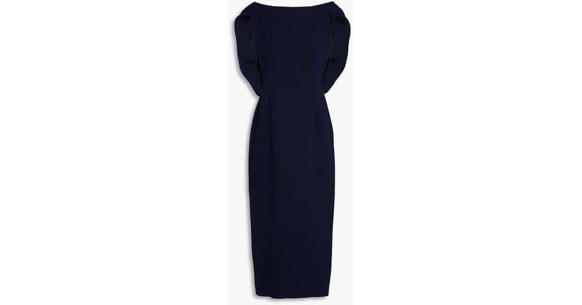 Emilia Wickstead Cape-Effect Textured-Crepe Midi Dress in Blue | Lyst UK
