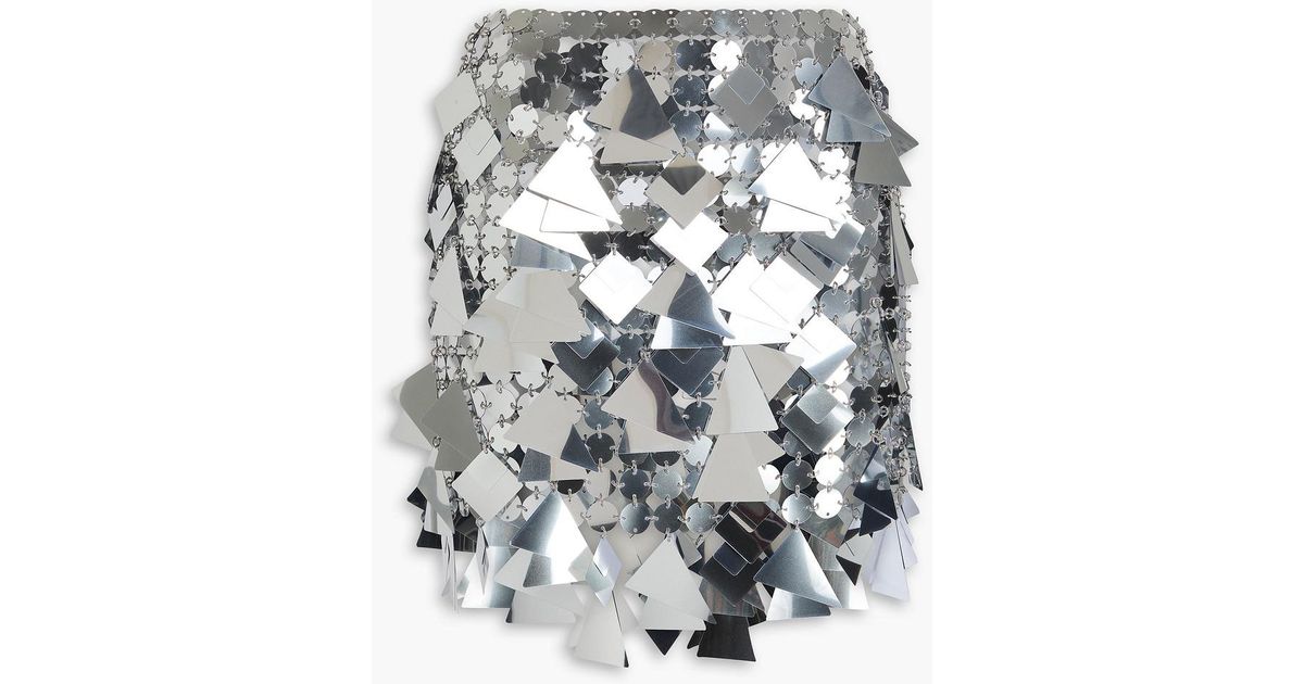 Rabanne Sequin-embellished Chainmail Mini Skirt in White | Lyst UK