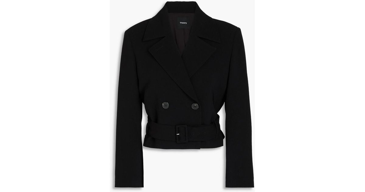 Theory Cropped Crepe Jacket in Black | Lyst