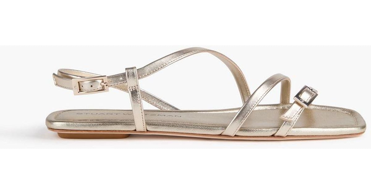 Stuart Weitzman Georgie Leather Sandals in Metallic | Lyst UK